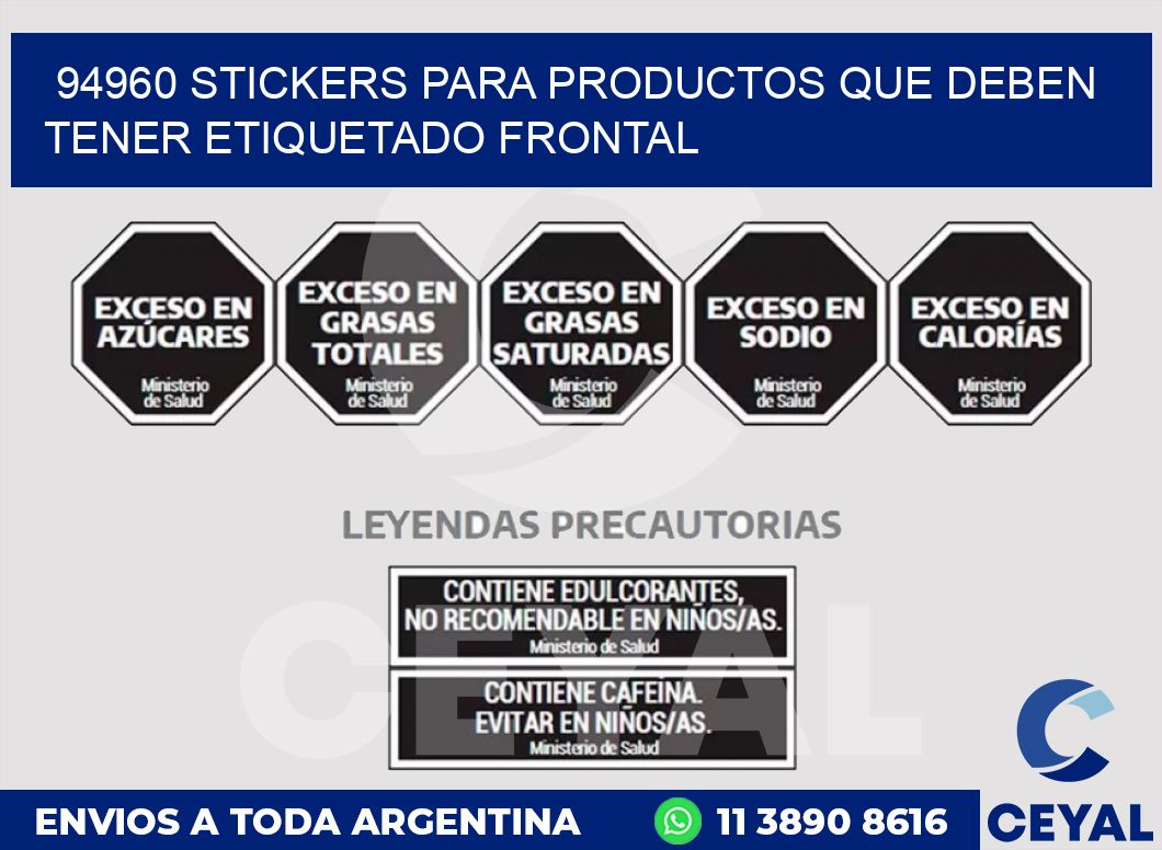 94960 STICKERS PARA PRODUCTOS QUE DEBEN TENER ETIQUETADO FRONTAL ...